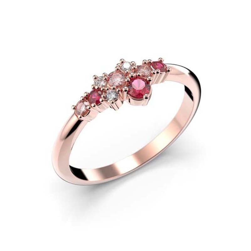 Festive Nelly Pink timanttivärikivisormus 0,03 ct punakulta - Kulta ...